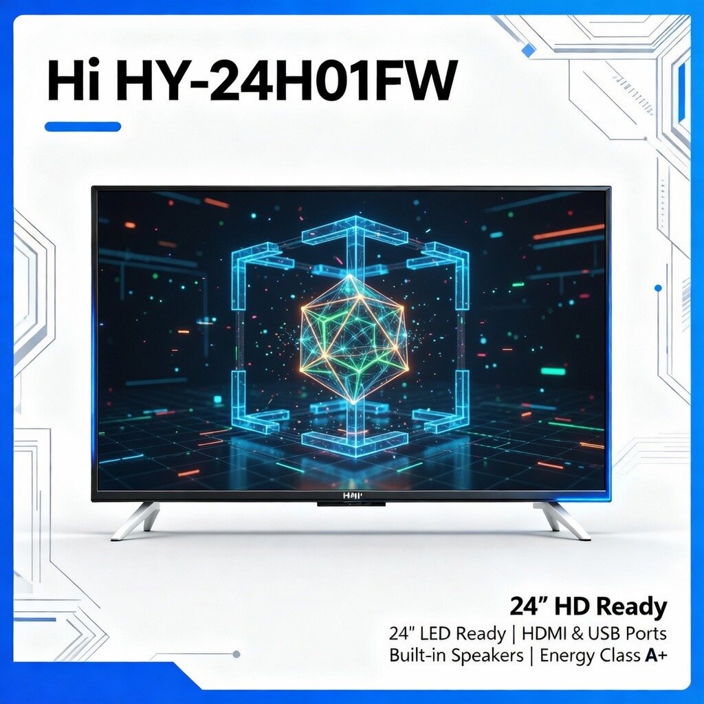 24" Телевизор Hi HY-24H01FW, HD (1366x768 Пикс) Яндекс ТВ, LED, белый цвет