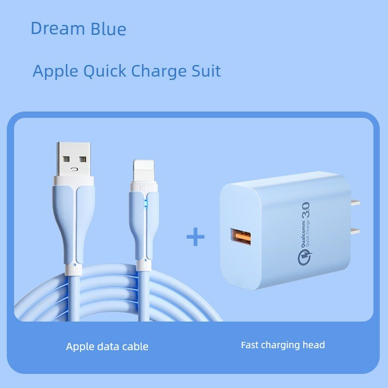 Набор кабель зарядки и адаптера для Apple, 1м, цвет Азурный синий