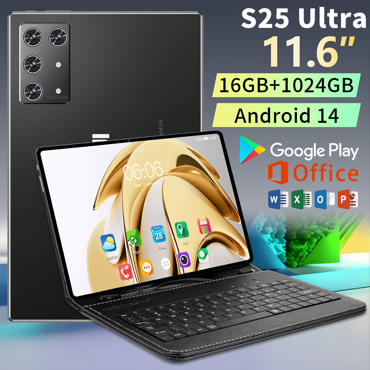 Игровой планшет S25 12 Series, 11.6", 12 ядер, 1024ГБ, 16ГБ, чёрный