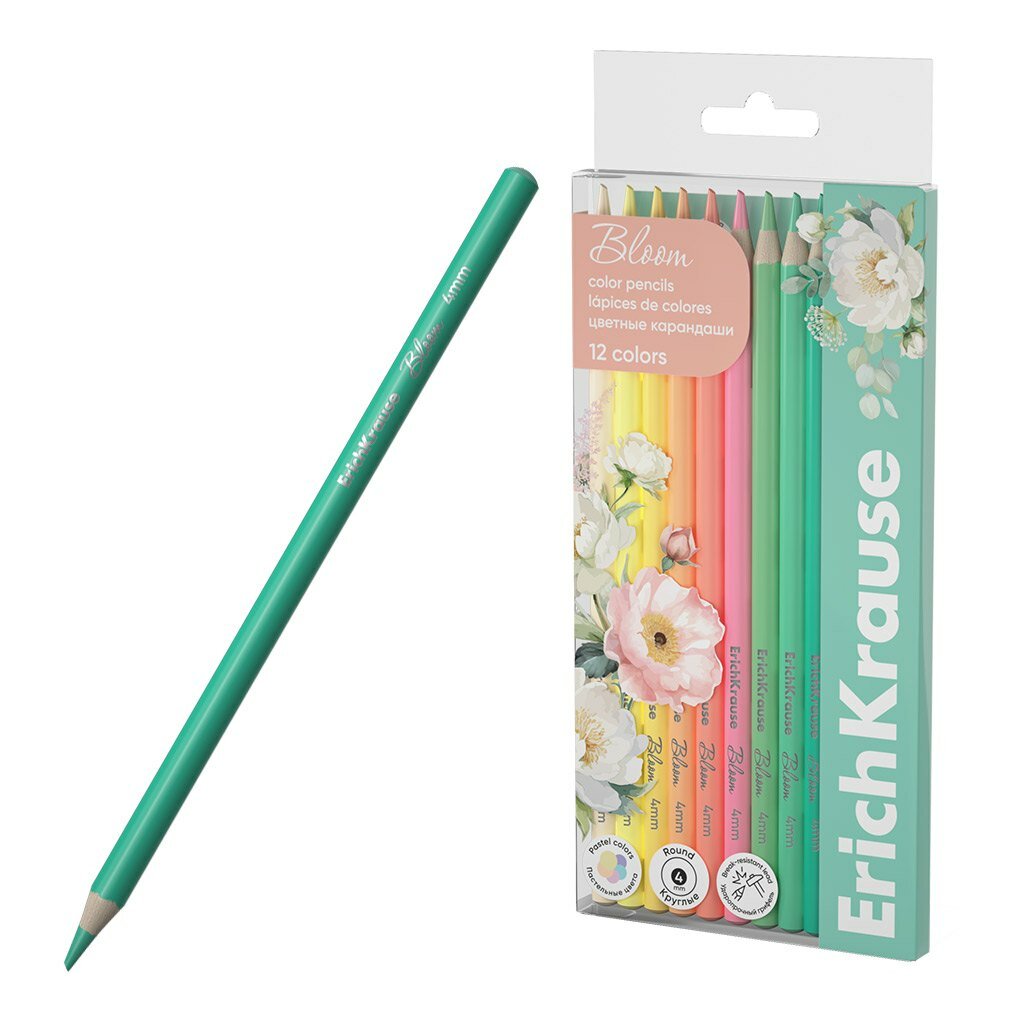 Карандаши цветные «Pastel Bloom», Erich Krause, 12 цветов