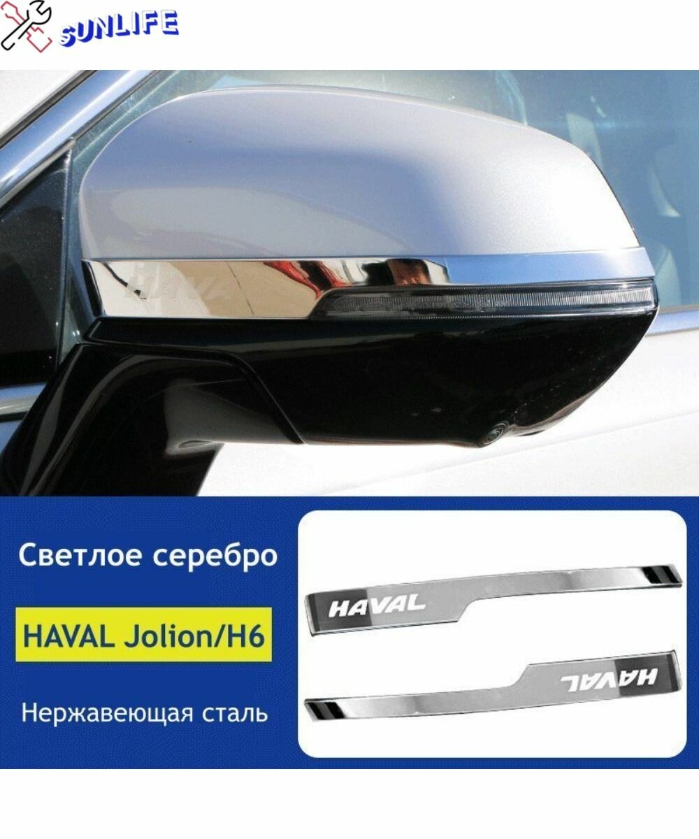 Накладки на зеркала Haval Jolion, Хавал Джолион и Haval H6 2021-2024 — нержавеющая сталь, защита и стиль для авто