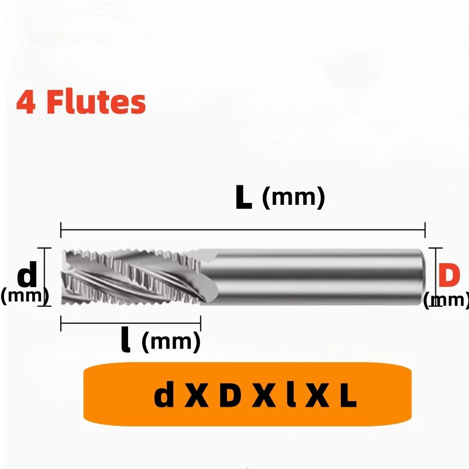 Фрезы VAYNE HSS 3-х и 4-х зубые для черновой обработки металла 6-25 мм 4 Flutes, 16X16DX42X95L