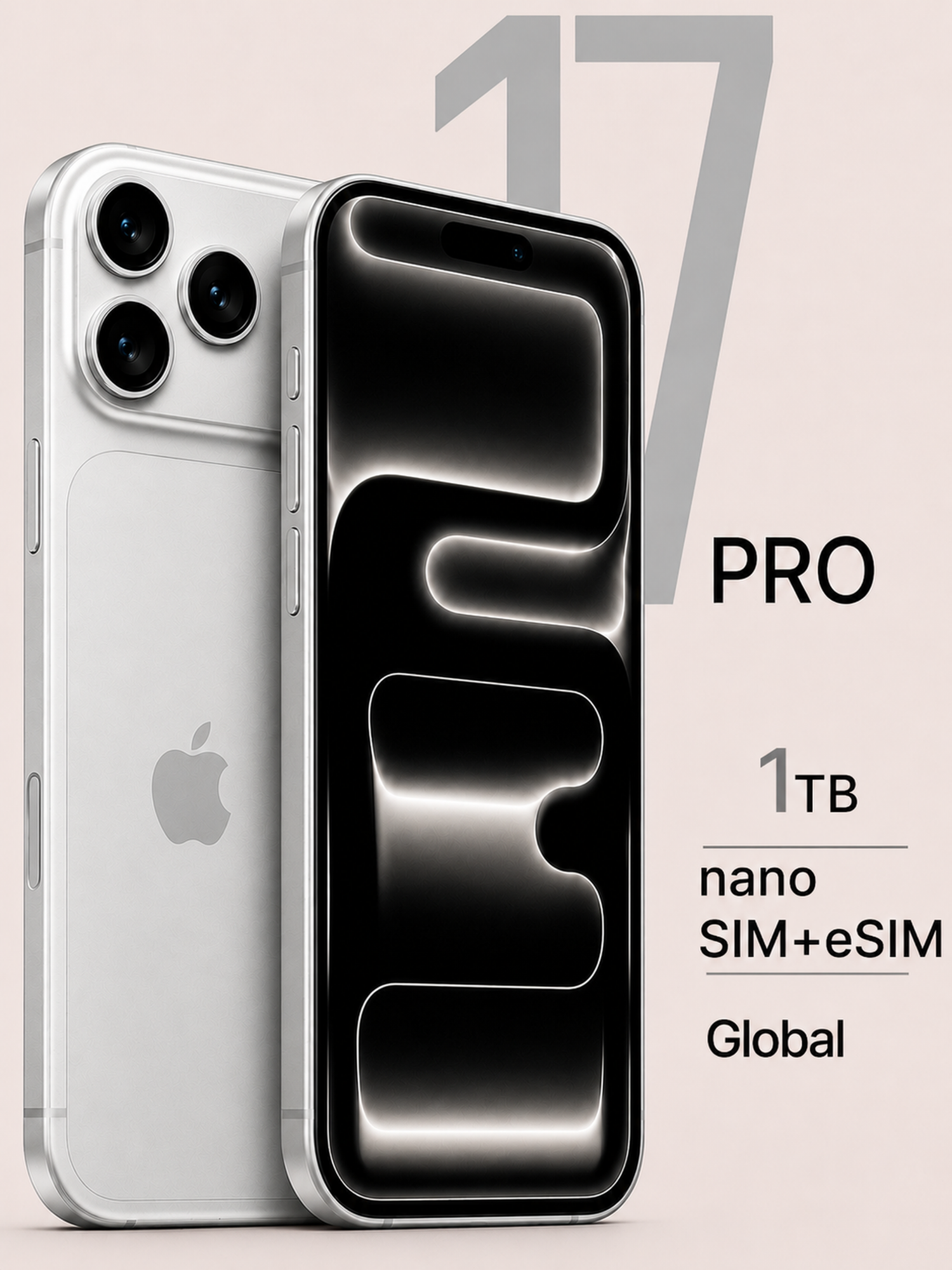 Смартфон Apple iPhone 17 Pro, 1Tb, nano SIM+eSIM, Silver (Серебристый), без RuStore