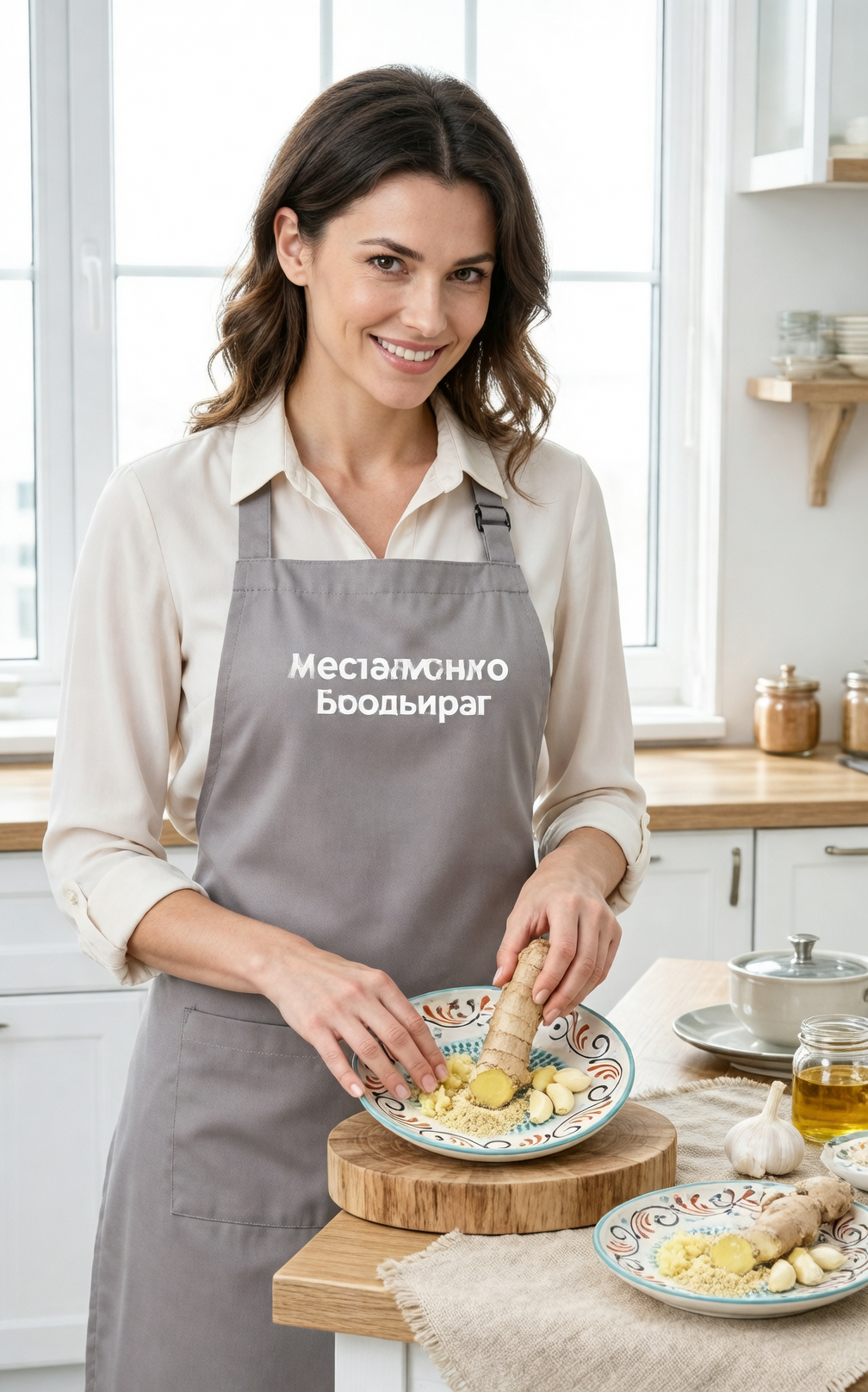 Кухонный набор: керамическая терка чеснока, блюдце масла, овощечистка, подставка щеток