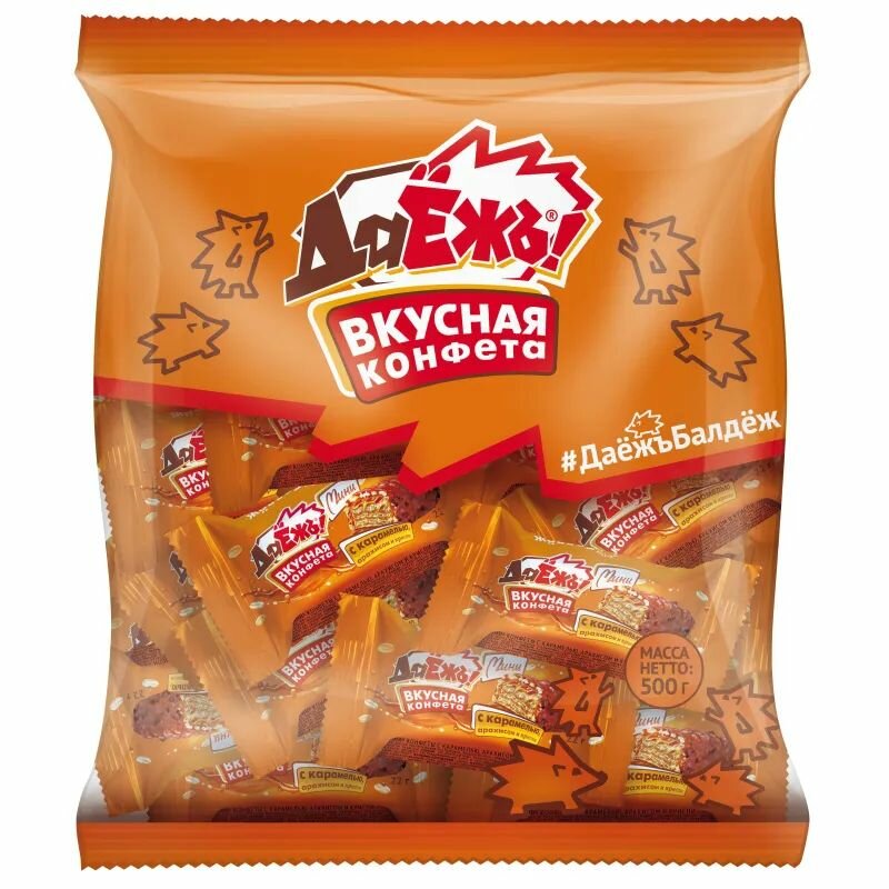 ДаЁжъ Мини-конфеты вафельные с карамелью, арахисом и криспи, 1 кг