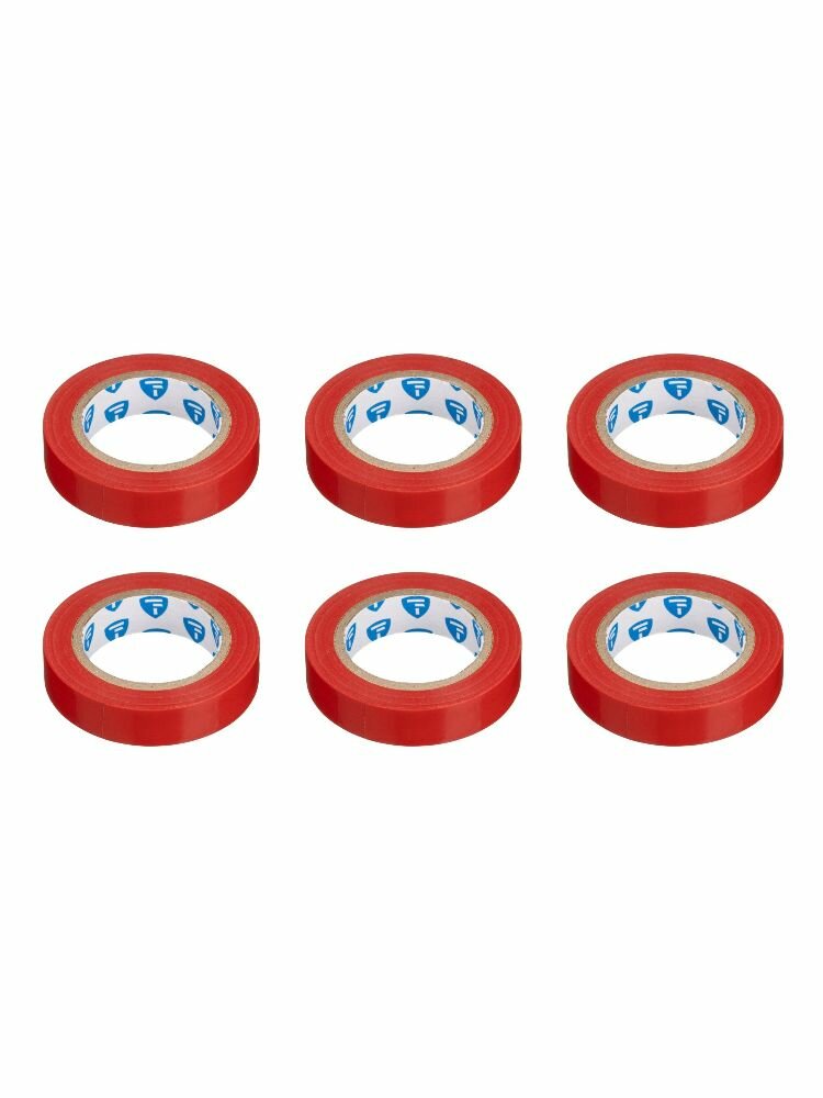TOPFORT Изолента 15мм х 10м х 0,13мм красный, 6 шт