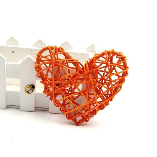 Ротанговые сердечки для декора Оранжевый, 7CM, Orange