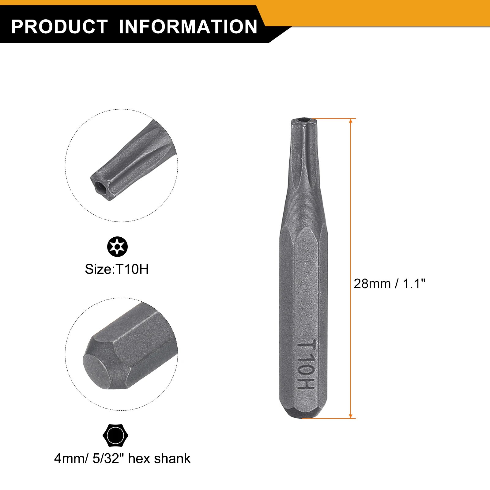 UXCELL магнитные шестигранные отвертки Torx 5/32", сталь 10pcs, T10H