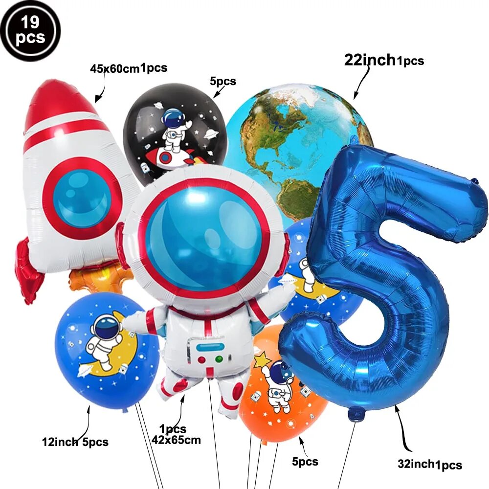 Фольгированный шар "5" космос, 32 дюйма