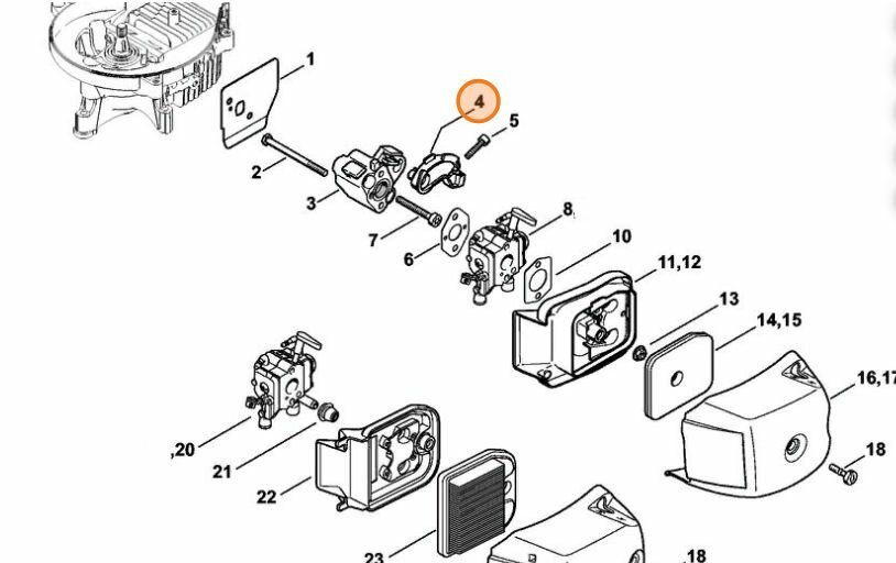 Зажимной элемент на патрубок карбюратора Stihl HS 81/82/87 42371827600