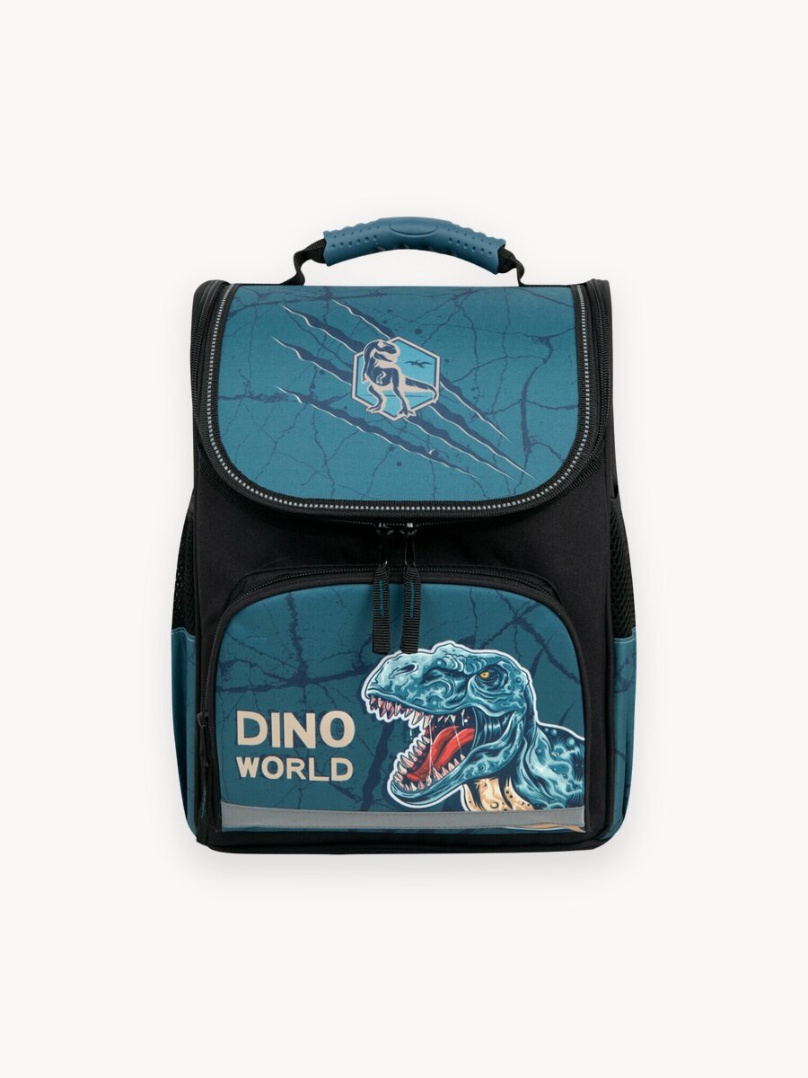 Рюкзак школьный для мальчика, портфель для первоклассника ортопедический, ранец детский в школу, эргономичная спинка, 1 отделение, 3 кармана, Пифагор Dino world, 35х28х18 см, 272046