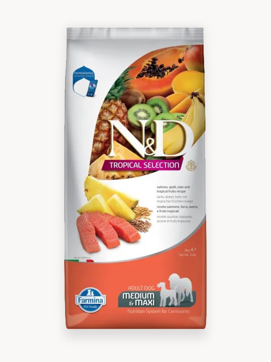Сухой корм Farmina N&D Tropical Selection Dog для собак средних и крупных пород, лосось 10кг