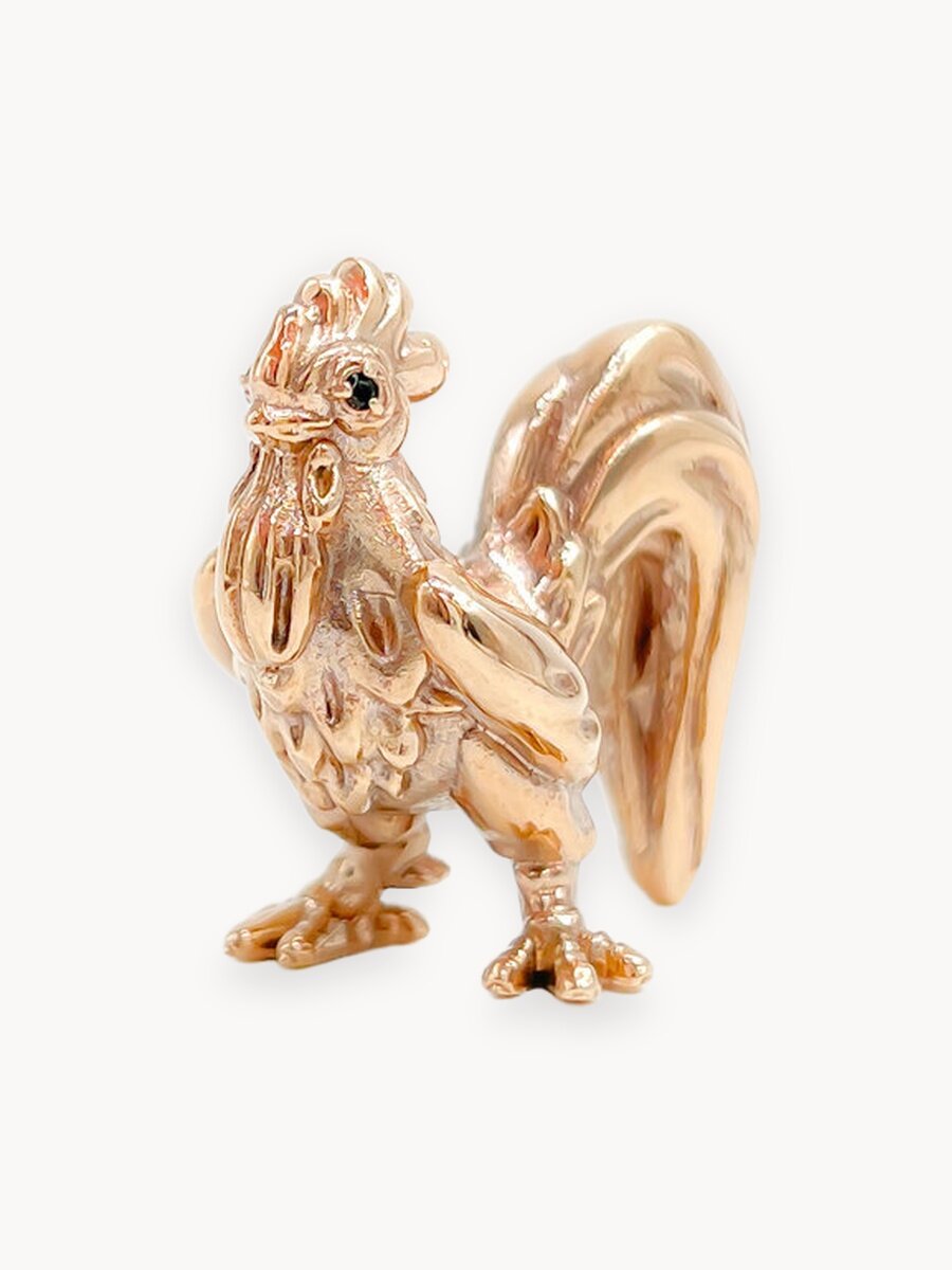 Статуэтка "Петушок" из ювелирной бронзы с природными шпинелями, Кристалл Мечты