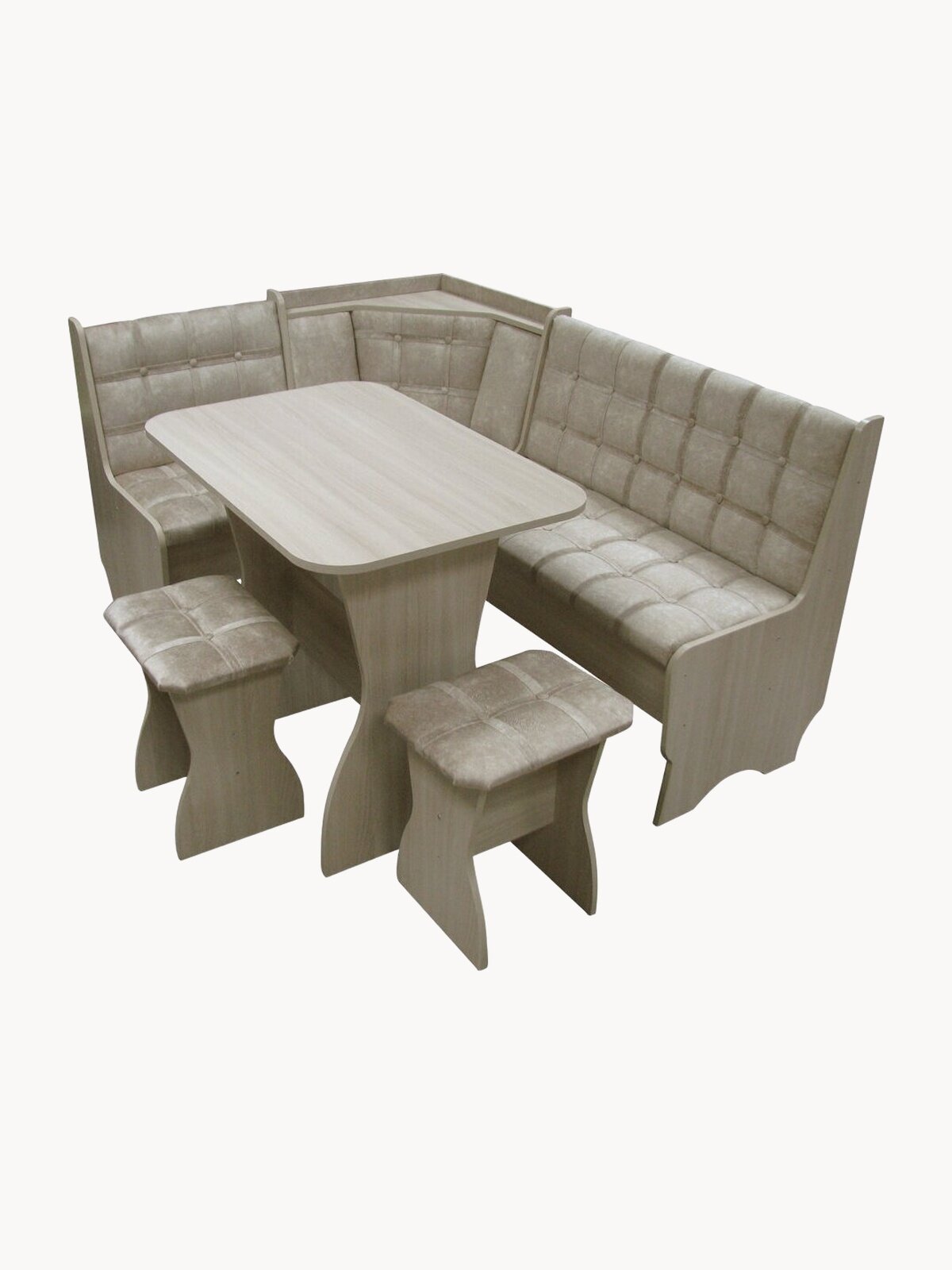 Кухонный уголок Аленка 17 лдсп Ясень шимо светлый Бежевый Велюр.