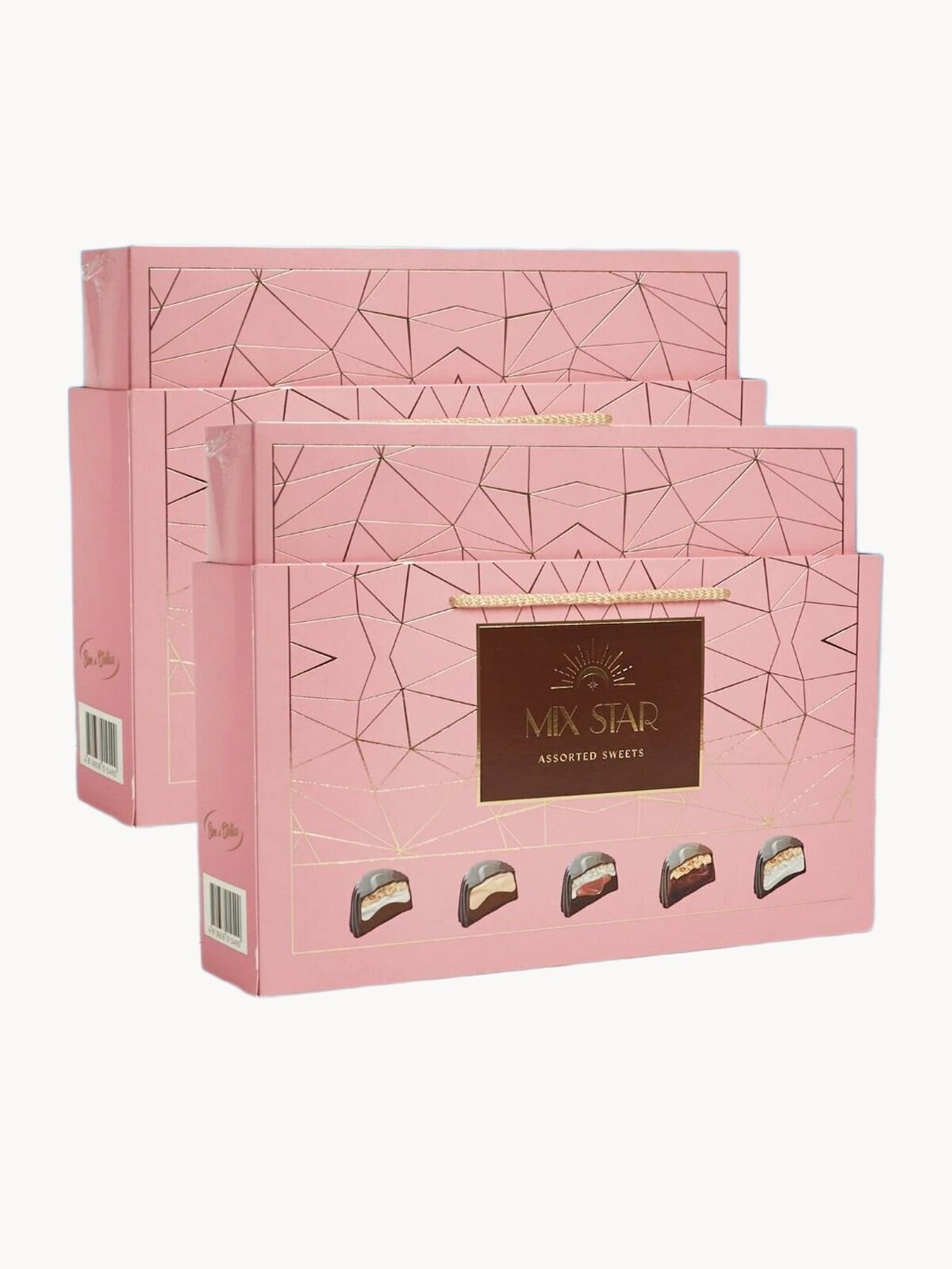 Конфеты шоколадные в розовой подарочной упаковке 2шт по 370гр - 740гр