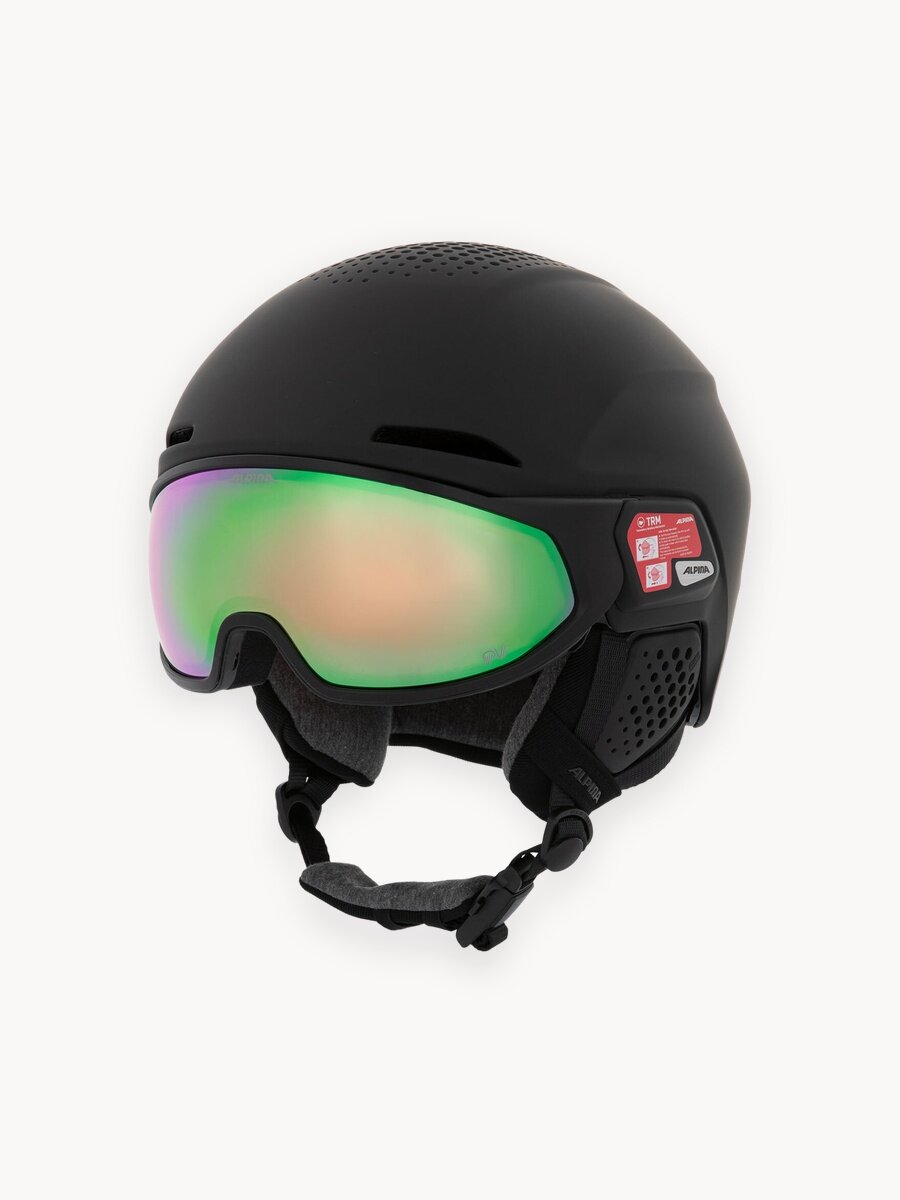 Шлем с визором ALPINA Alto Qv Black Matt/Cobalt Geen S2-3 (см:59-63)