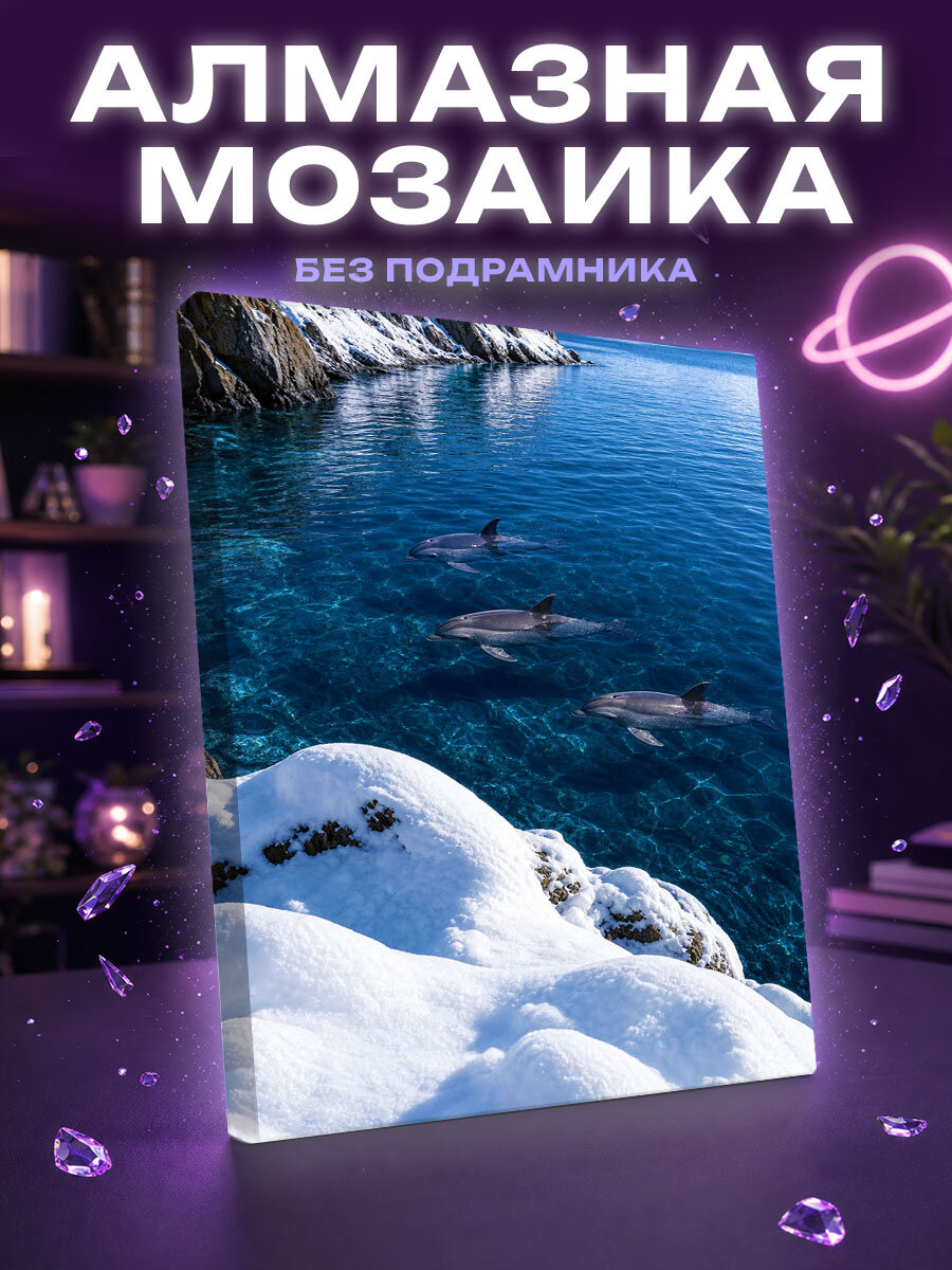 Алмазная мозаика Дельфины ледяного океана