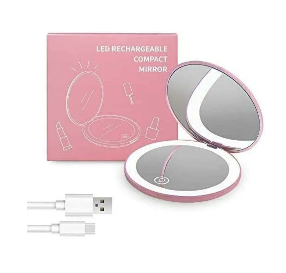 Косметическое зеркало (карманное, для макияжа, с подсветкой)