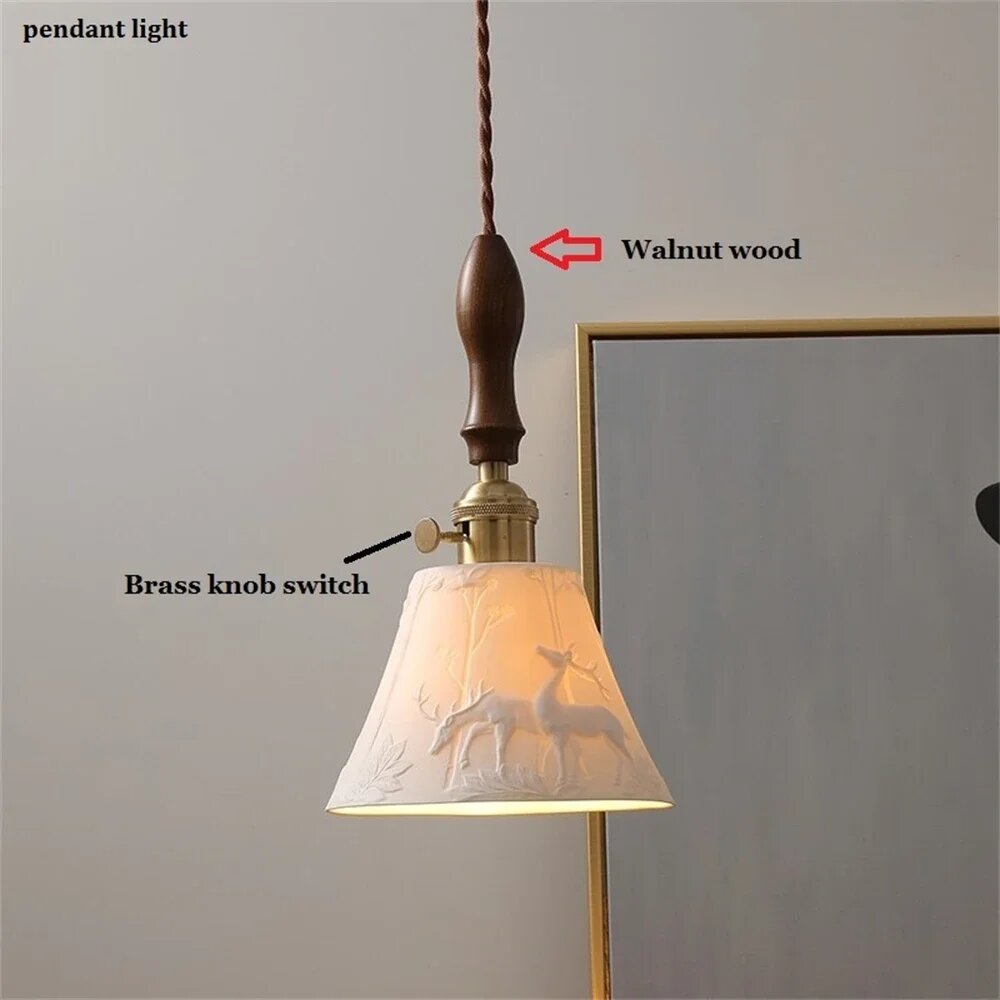 Керамические подвесные светильники белые, pendant lamp A wood, Тёплый белый