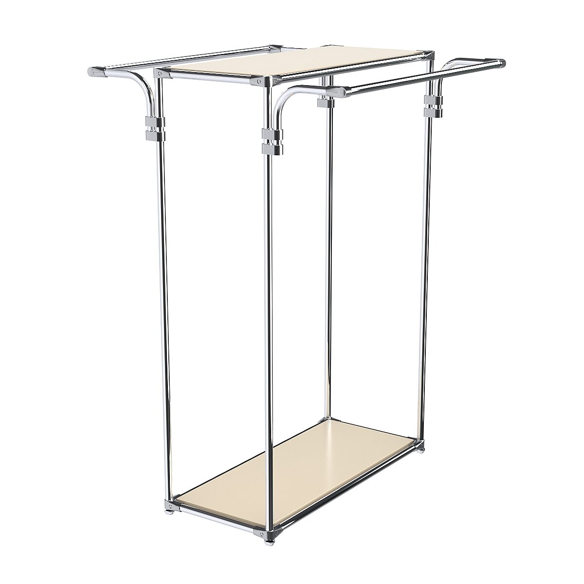 Хромированный стенд-вешало TD-11 №1-3 с полками ДСП 16мм, Крем Вайс