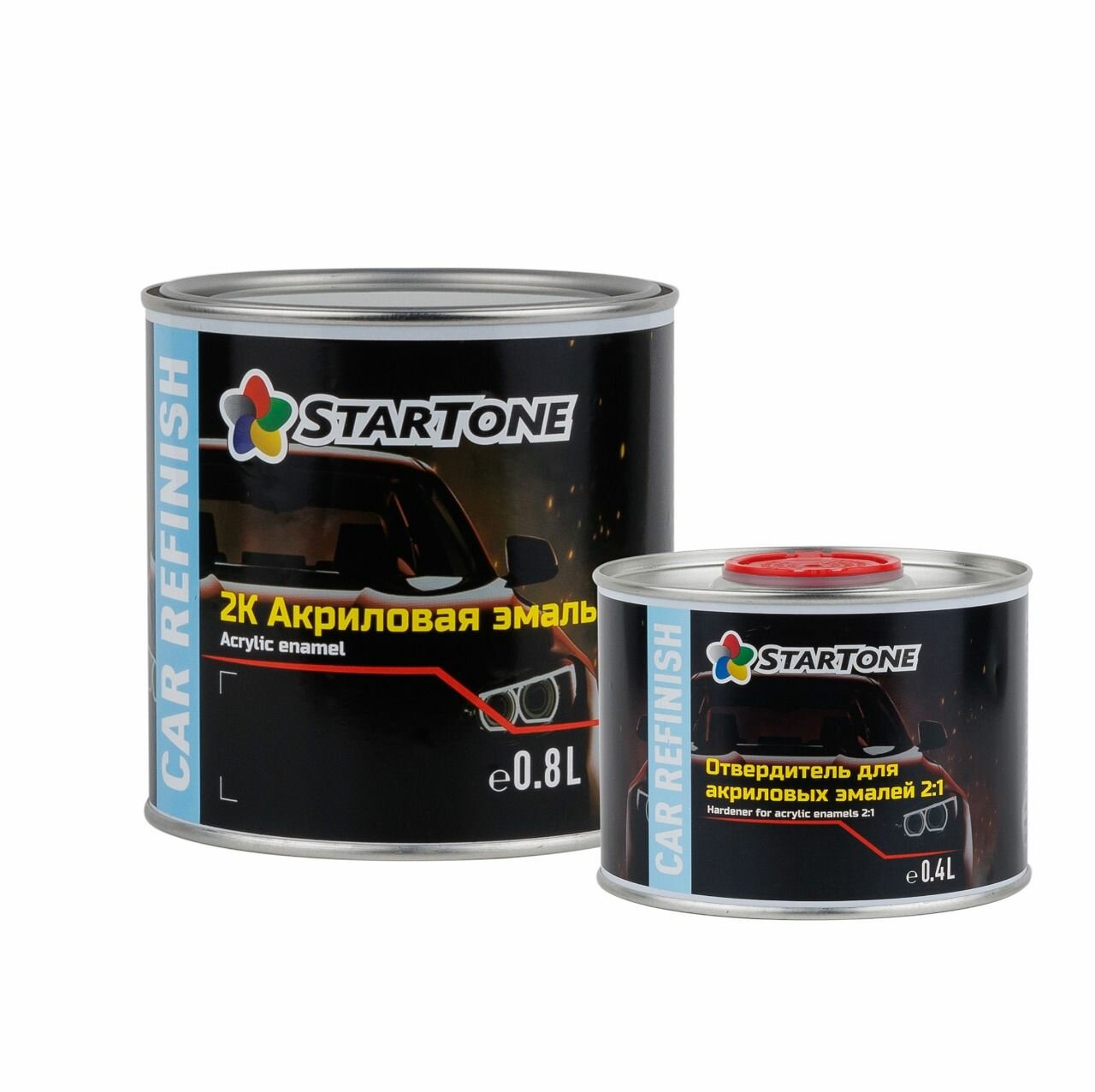 Эмаль акриловая 2К 2:1 GAZ 202 Белая (с отведителем), 0,8л+0,4л