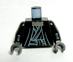 Torso SW Layered Shirt, Robe Tie, Silver Neck Clasp Pattern / Black Arms / Black Hands, 973pb0517c01 Black U