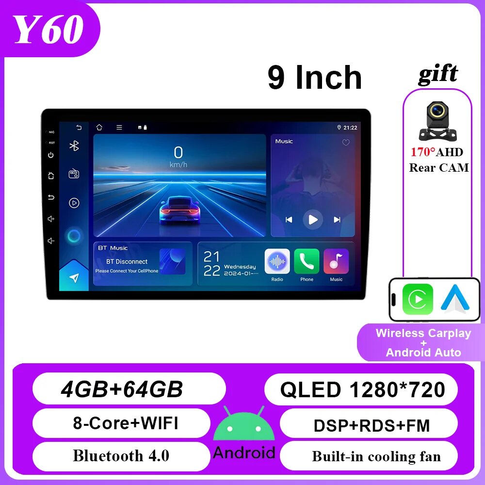 Android 15 2 Din Автомобильный радиоприемник Carplay Android Auto 9 10-дюймовый универсальный мультимедийный плеер DSP AM RDS AHD GPS WIFI Авто радио 8 ядер