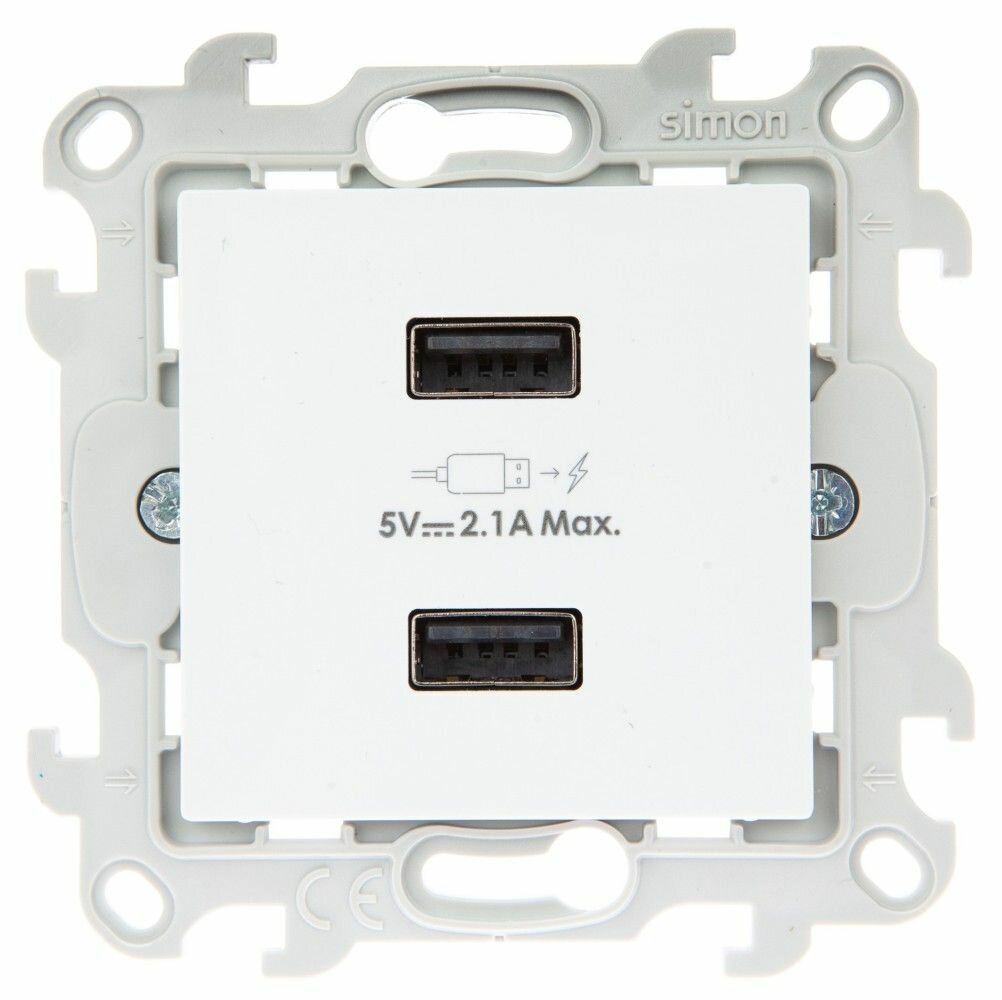 Simon 24 Белый Зарядное устройство 2хUSB 2,4A, 2411096-030