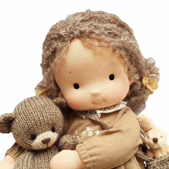 Waldorfdoll Кукла для девочки мягкая с одеждой текстильная тряпичная с длинными волосами интерьерная ручной работы-ROMIKY