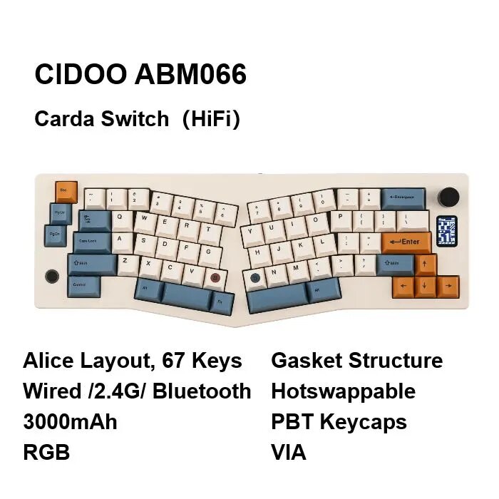 Cidoo Игровая клавиатура беспроводная ABM066, Английская раскладка, белый