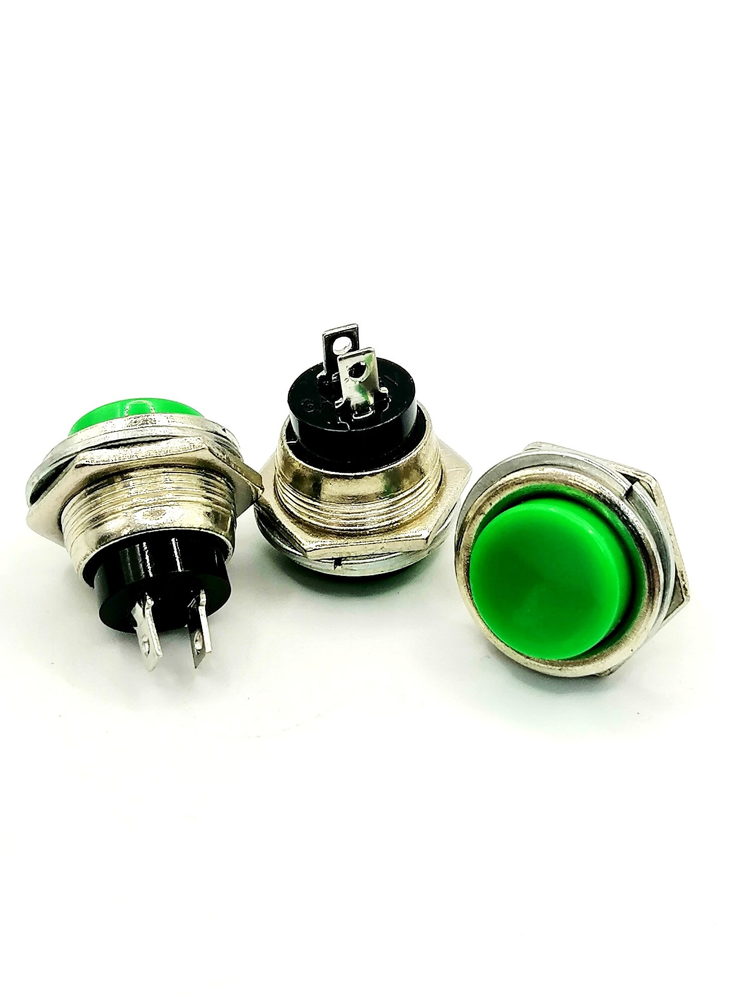 3шт Кнопка PBS-26B на блок без фиксации 19мм круглая 1A/250V толкатель 13мм, отверстие для монтажа 16мм