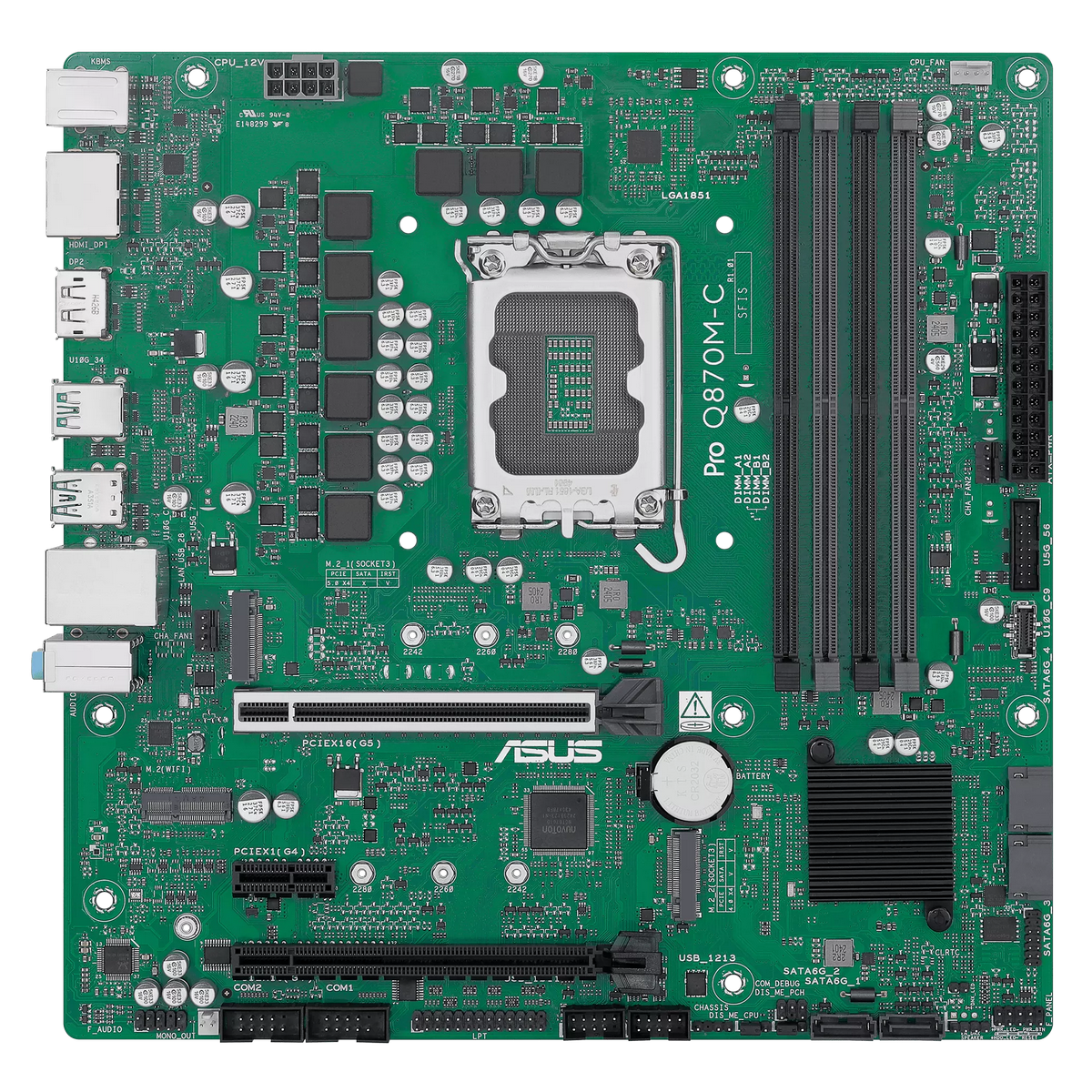 ASUS Материнская плата Socket1851 ASUS PRO Q870M-C-CSM (iQ870, 4xDDR5, M.2, SATA III, RAID, 2xPCI-E, HDMI, 2xDP, 1Гбит LAN, 10Гбит USB, 10Гбит Type-C, mATX) (ret)