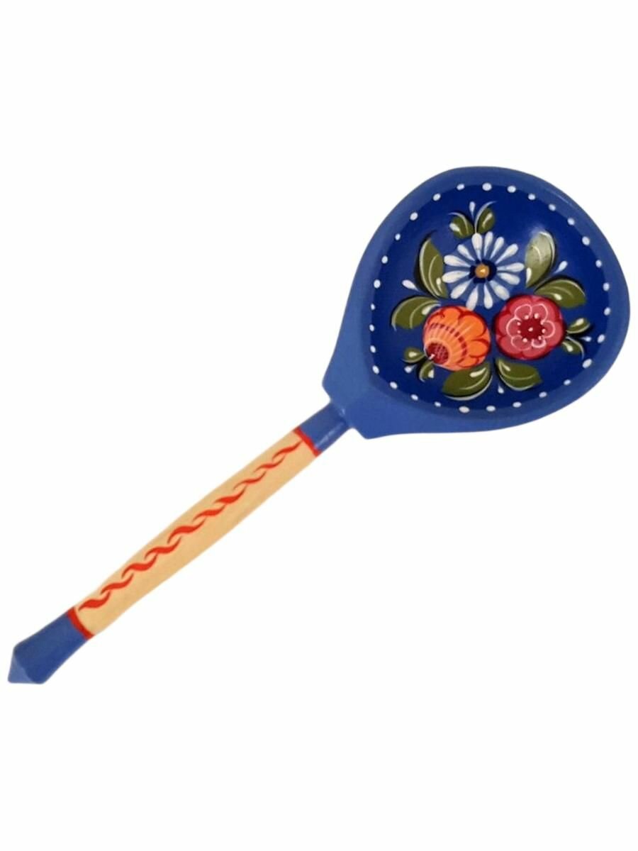 Статуэтка авторская, Ложка полубаска "Купавки"-1, Городецкая роспись, ручная авторская работа