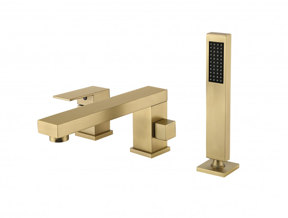 Смеситель Grocenberg GB6008, латунь, матовый золотой, для ванны, монтаж на борт