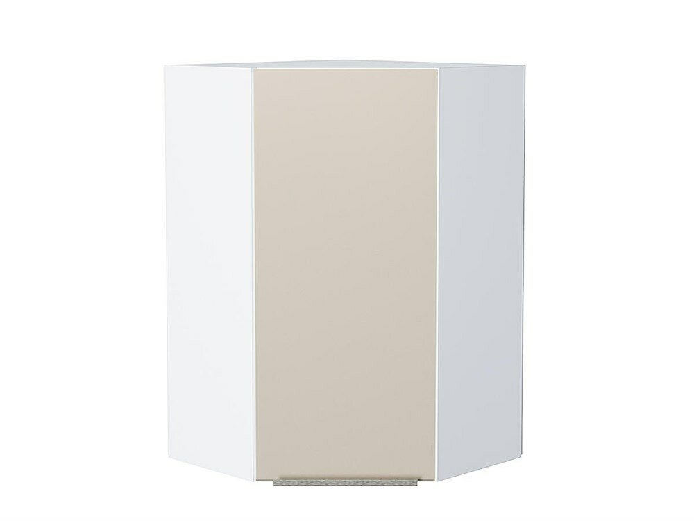 VVT Шкаф верхний угловой Фьюжн Белый, Cream Silk, 920 В*Ш*Г 920*600*600, фасад МДФ Cream Silk, корпус Белый Cream Silk