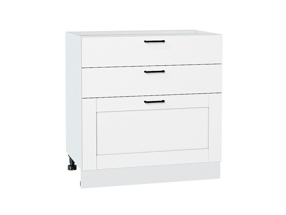 VVT Шкаф нижний с 3-мя ящиками Лофт Белый, Super White, 800 В*Ш*Г 816*800*480, фасад МДФ Super White, корпус Белый Super White