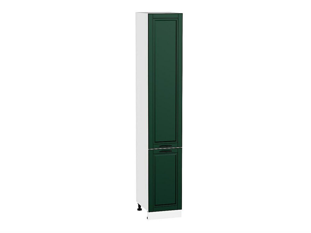 VVT Кухонный Шкаф пенал с 2-мя дверцами Дублин Белый, Special Green, 2340, 400, каркас ЛДСП Белый, фасад МДФ Special Green, 2336*400*574