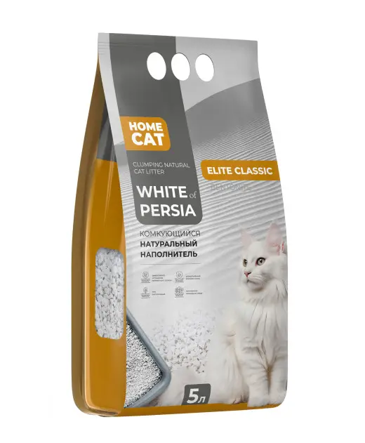 Наполнитель для кошачьих туалетов HOMECAT WHITE OF PERSIA ELITE CLASSIC, 5 л