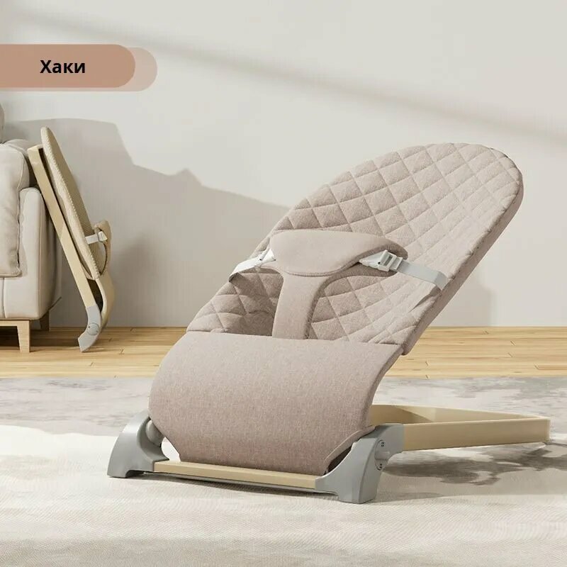 Шезлонг для новорожденных, шезлонг для детей весом до 18 кг, материал: металл/хлопок/полиэстер