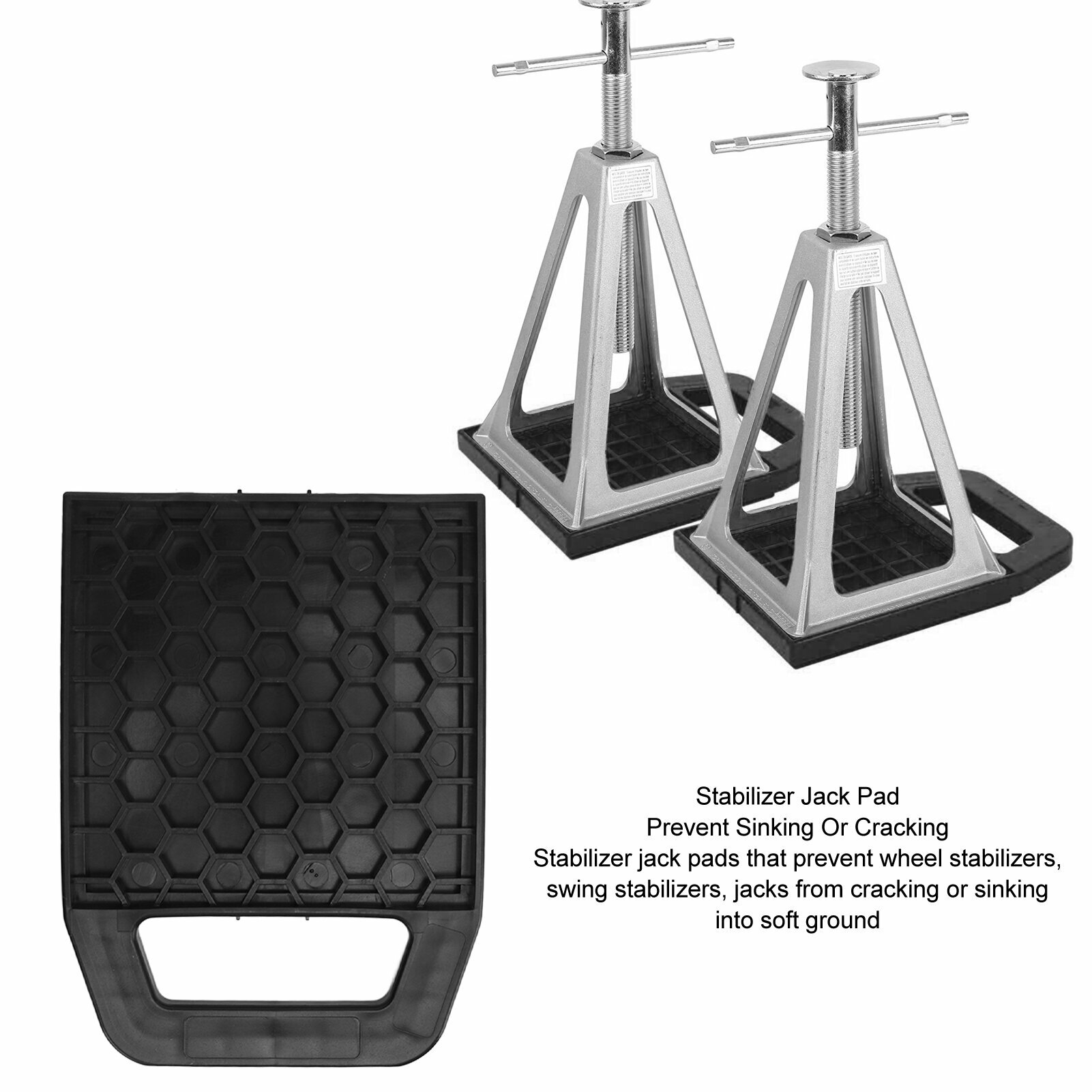 4 шт, подставка для домкрата, предотвращающая опускание домкратов, противоскользящая, устойчивая к атмосферным воздействиям, выравнивающий домкрат, блок для кемпера, каравана, прицепа, черный