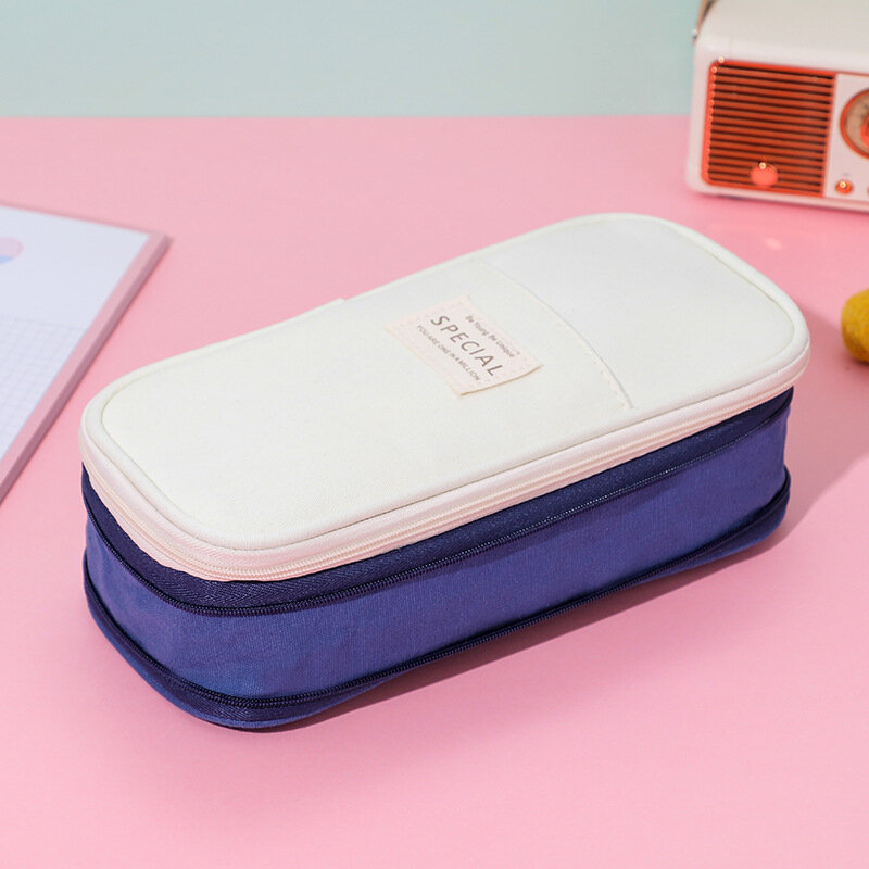 Японский и корейский стиль, большая емкость, расширяемый пенал из холста в цвете макарон, трансформируемый простой пенал для студентов