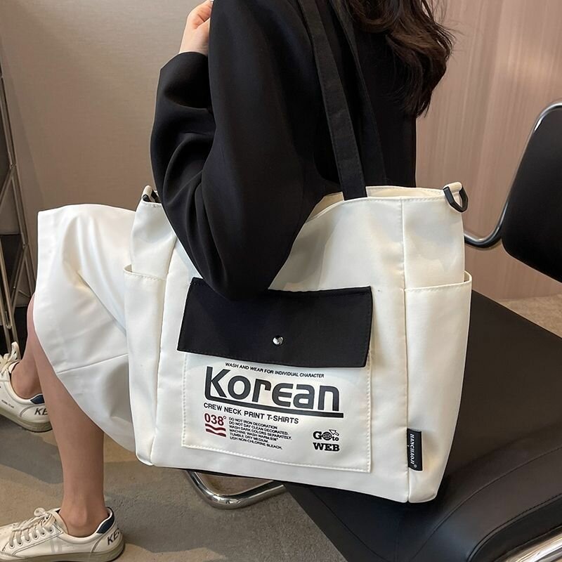 Master Master большие возможности Canvas Bag New Style College Class Class Tote Sag Универсальная одноруба