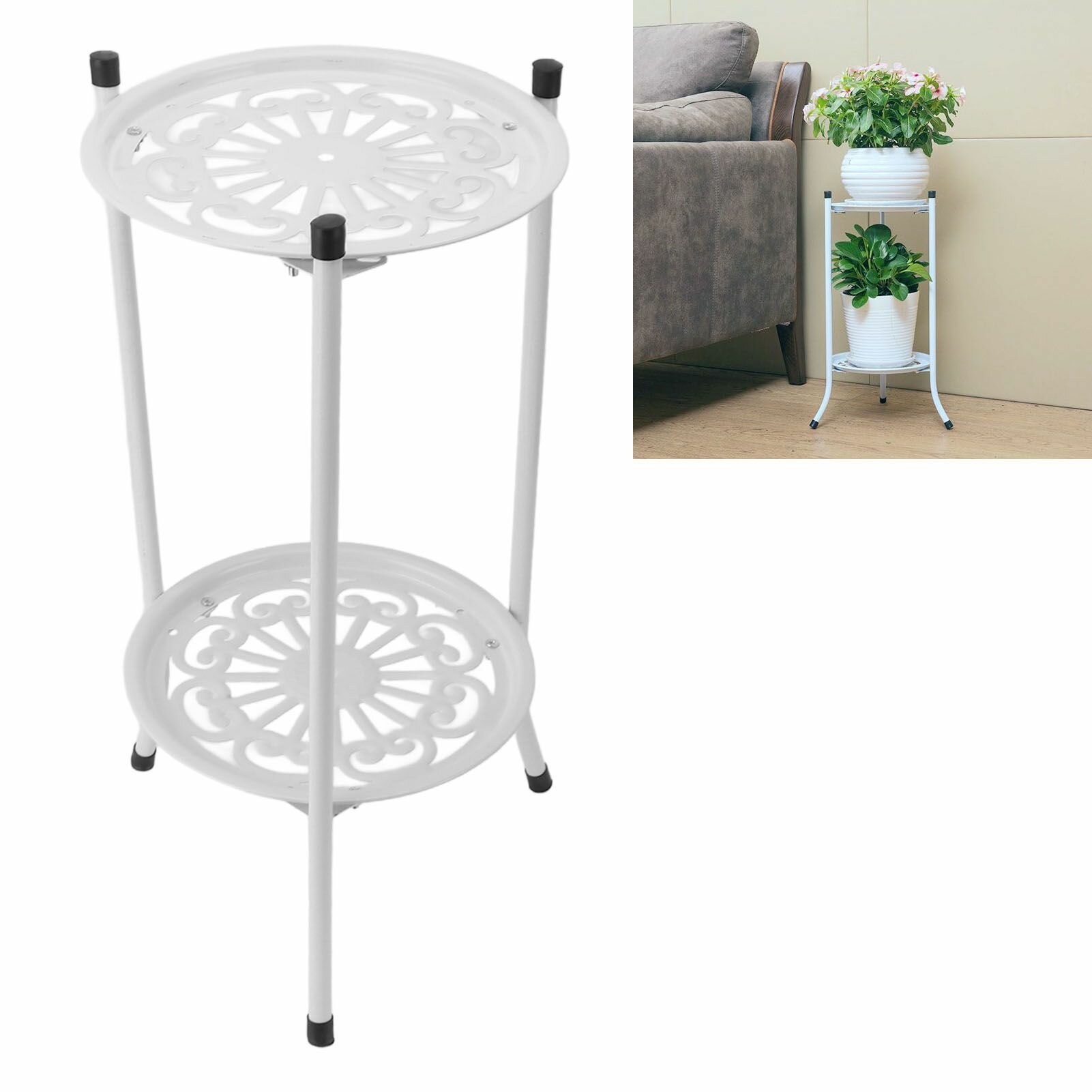 Подставка для цветов "Q429", металл, двухслойная, высота 50см