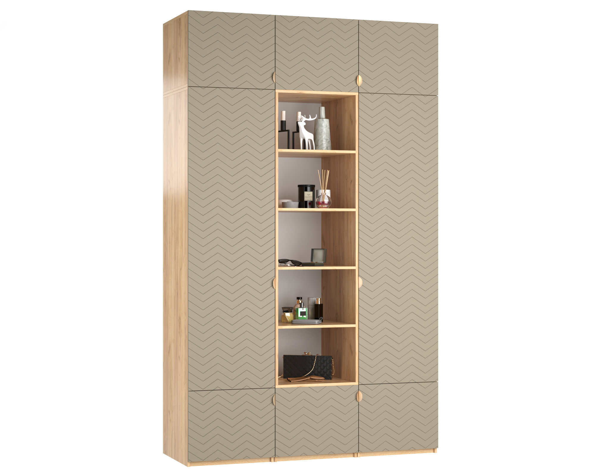 Шкаф распашной для одежды "Гринвич 5" 150х250х55 Дуб крафт золото / Мокко