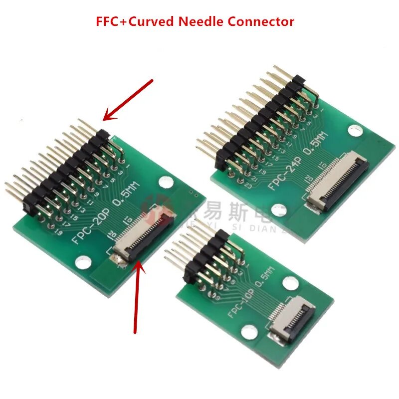 Адаптер FPC/FFC разъём 0.5/1.0 мм 60Pin, 0.5mm to 2.54mm, FFC-Curved Needle