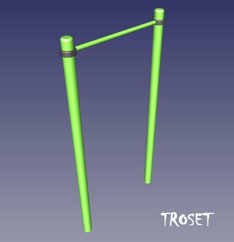 Турник одинарный TROSET 01-108 уличный с регулировкой высоты на хомутах бетонируемый