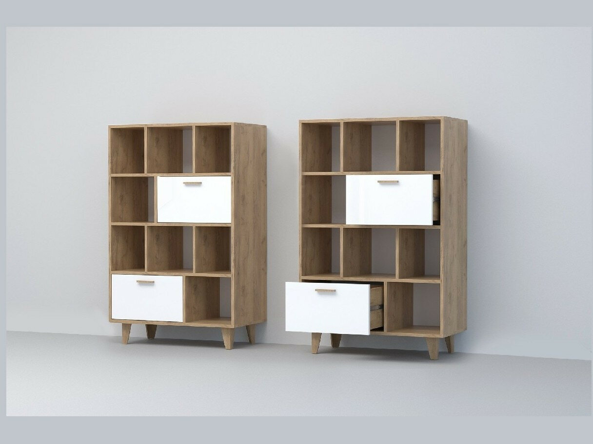 Комод К-1 НГв современном стиле, (Глянец Белый/Дуб Крафт Золотой)