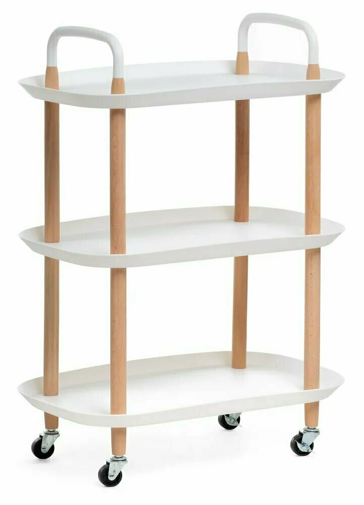 Сервировочный стол ЛайфМебель, пластик, прямоугольный, белый, 56x35x82 см