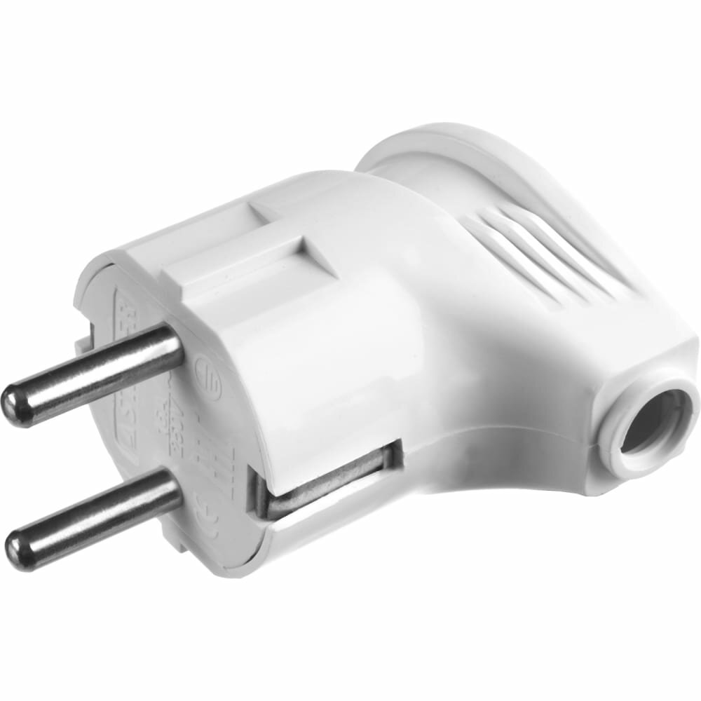 Электрическая вилка STAYER с заземлением, угловая, 16А/220В, белая 55161-W