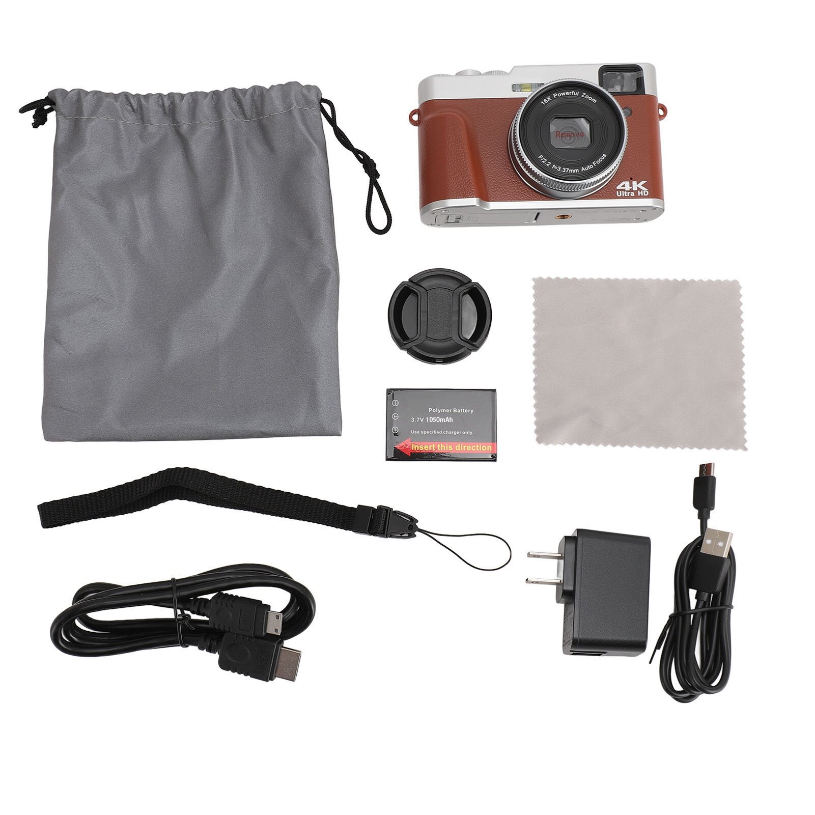 4K Digital Camera 48MP 3.5in IPS Screen AF Autofocus 16X Zoom HD Images Retro Portable Vlogging Camera for Photography US Plug